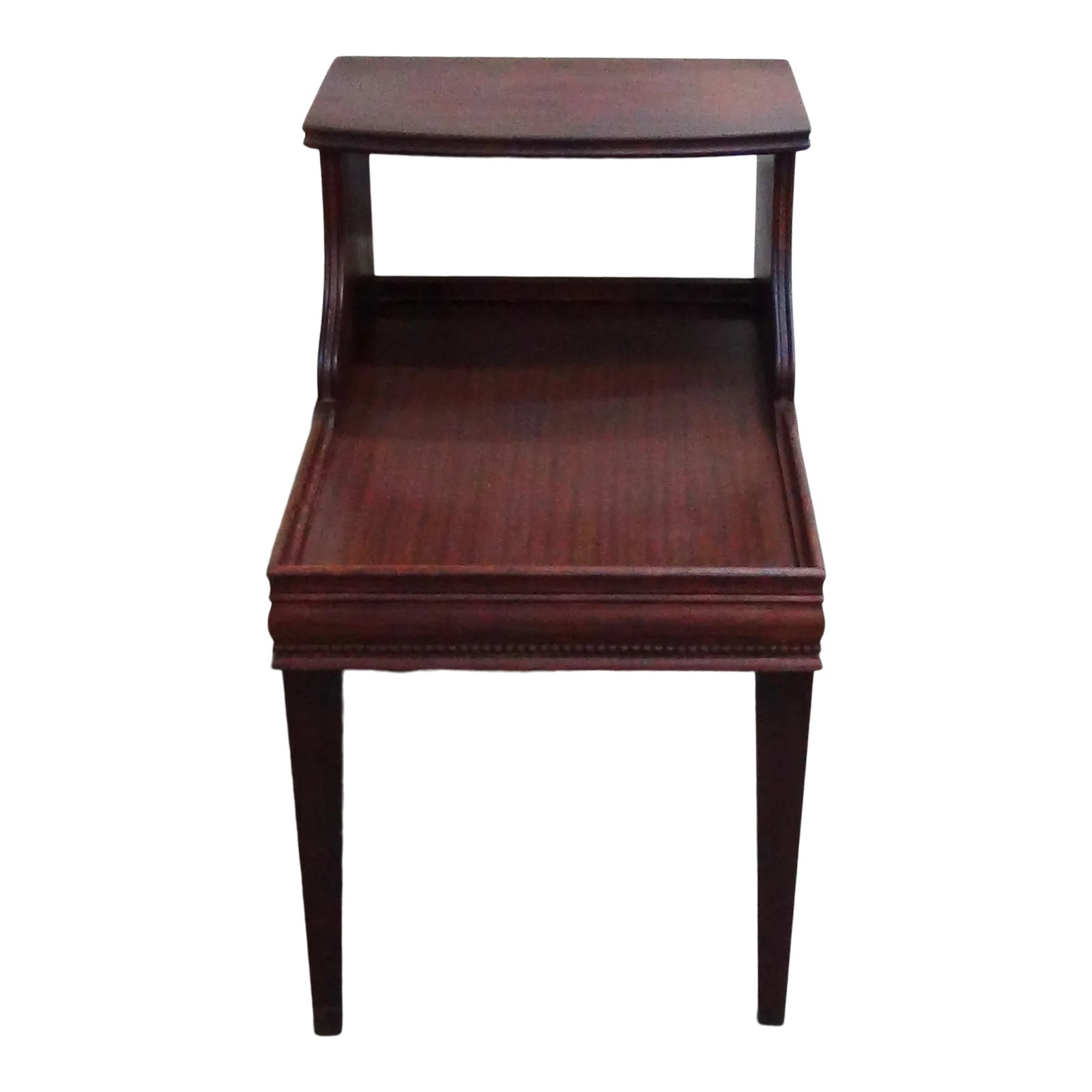 Vintage Mid Century Solid Wood Step End Table | Chairish