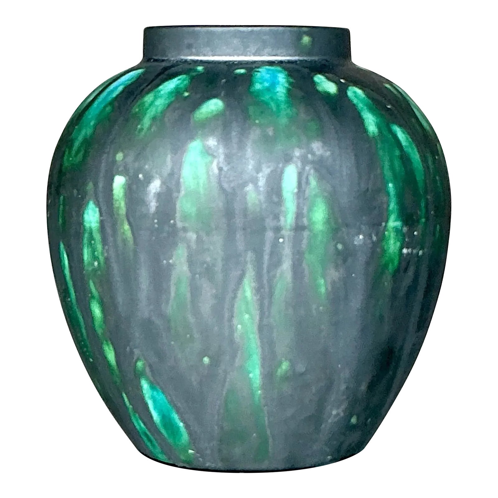 Vintage Boho Drip Glaze Pottery Vase | Chairish