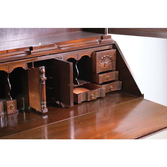 Colonial Mfg. Co. Block Front Mahogany Secretary Desk | Chairish
