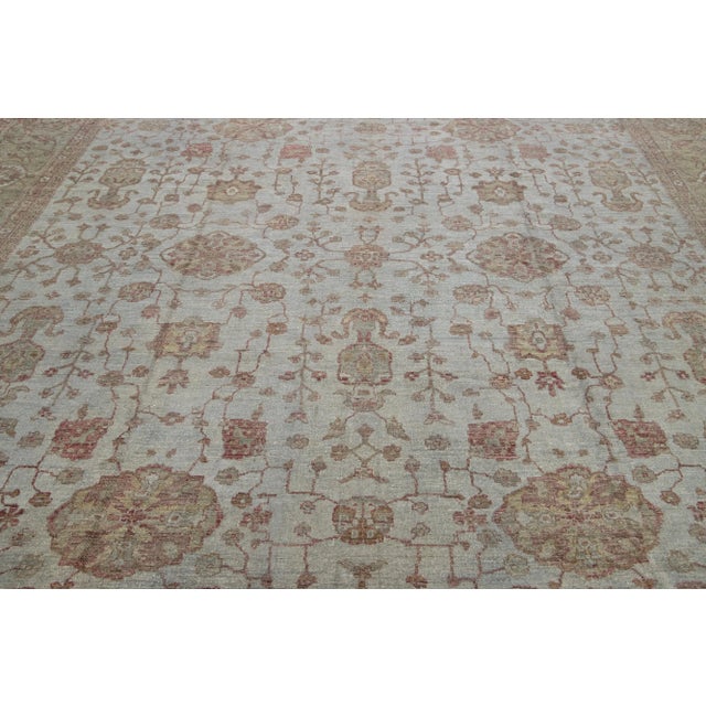 Oversized Modern Oushak Style Gray Wool Rug Features Allover Motif ...