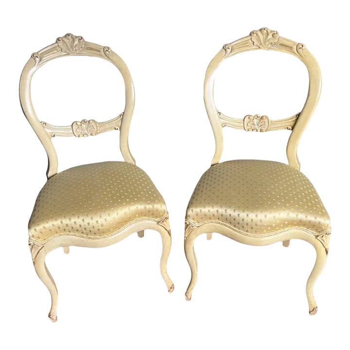 Mid 19th Century Pair Antique French Balloon-Back Parlor Chairs | Chairish