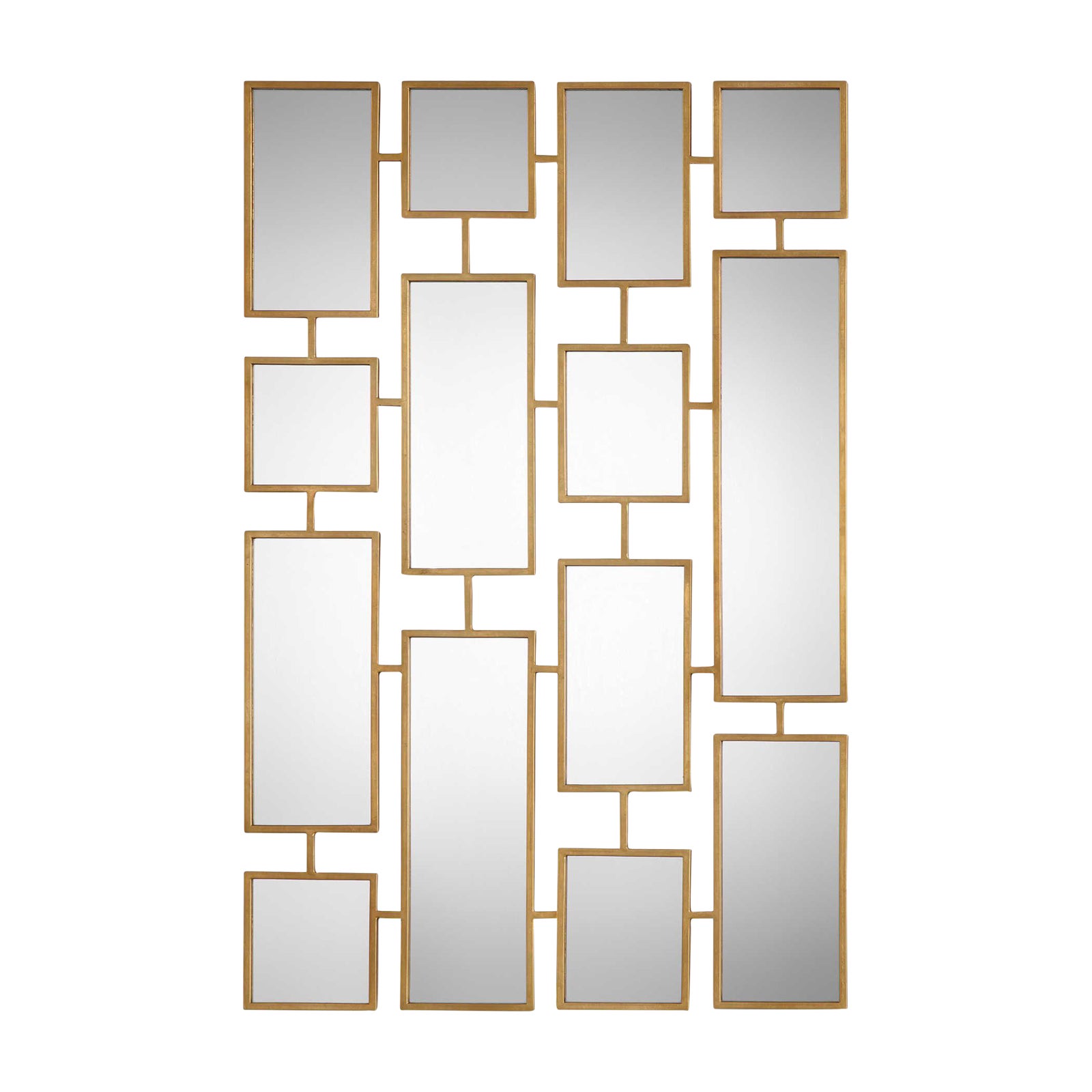 Contemporary Forged Iron Multi-Rectangle Wall Mirror | Chairish