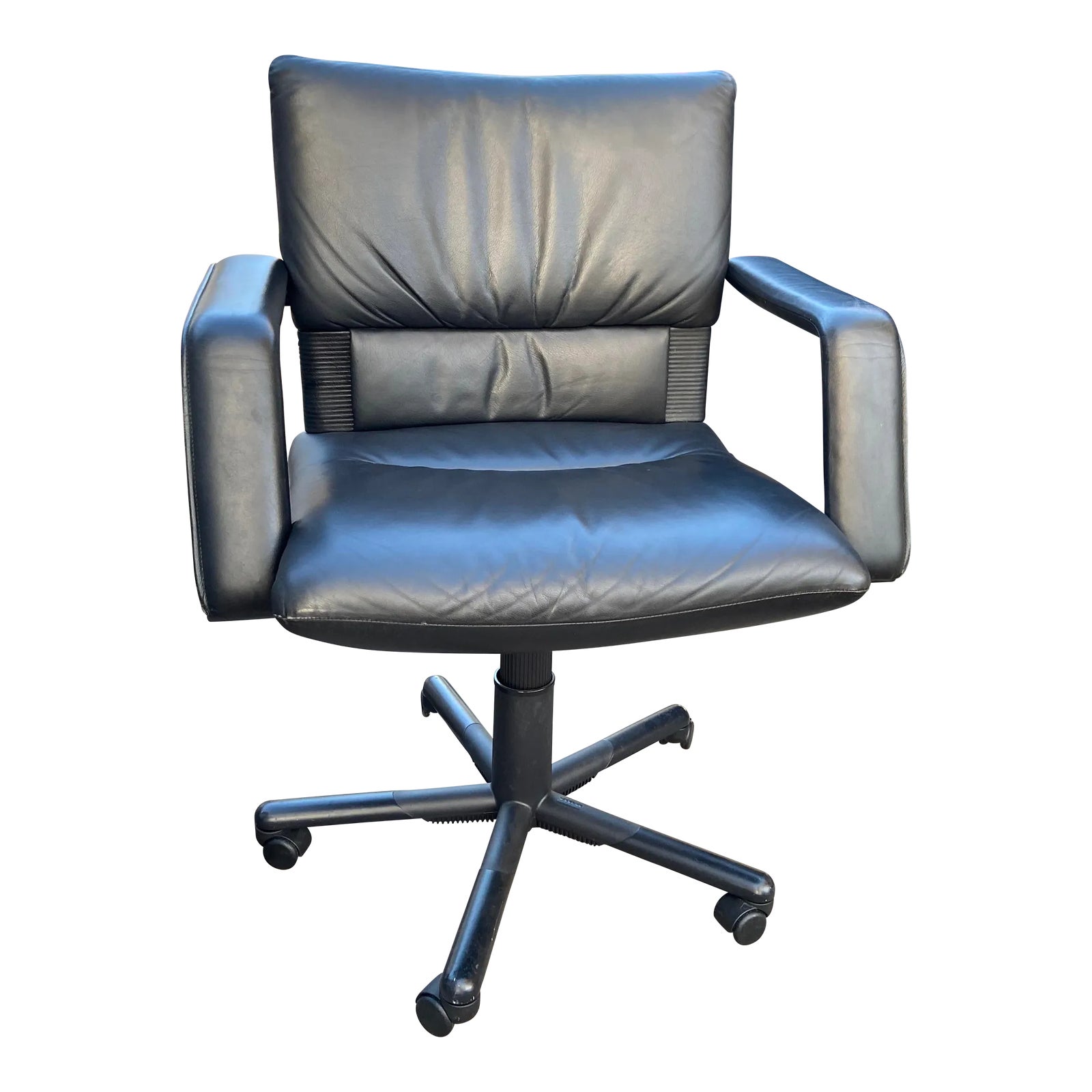 Vintage Vitra Leather Swivel Desk Chair Designed by Mario Bellini ...