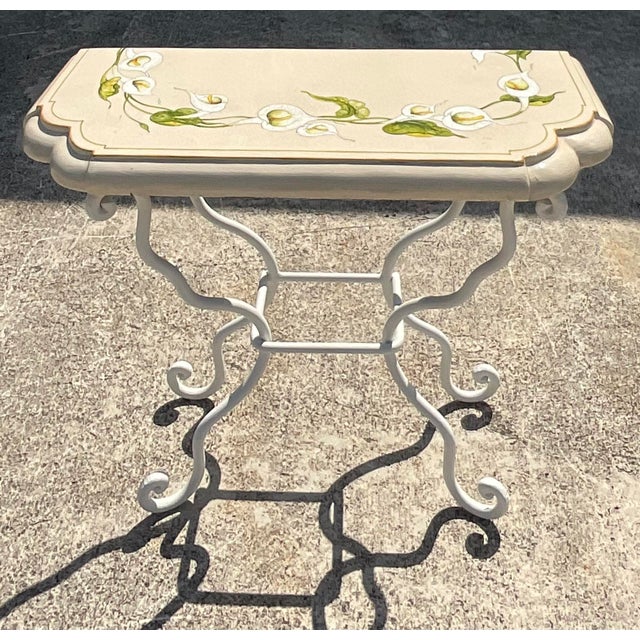 Vintage Coastal Glazed Ceramic Lemon Console Table | Chairish