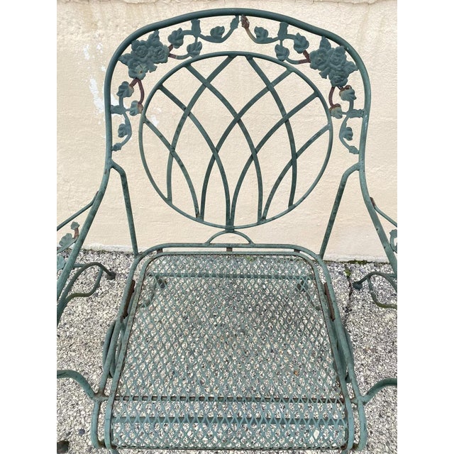 Mid 20th Century Wrought Iron Green Woodard Rose Style Garden Patio ...