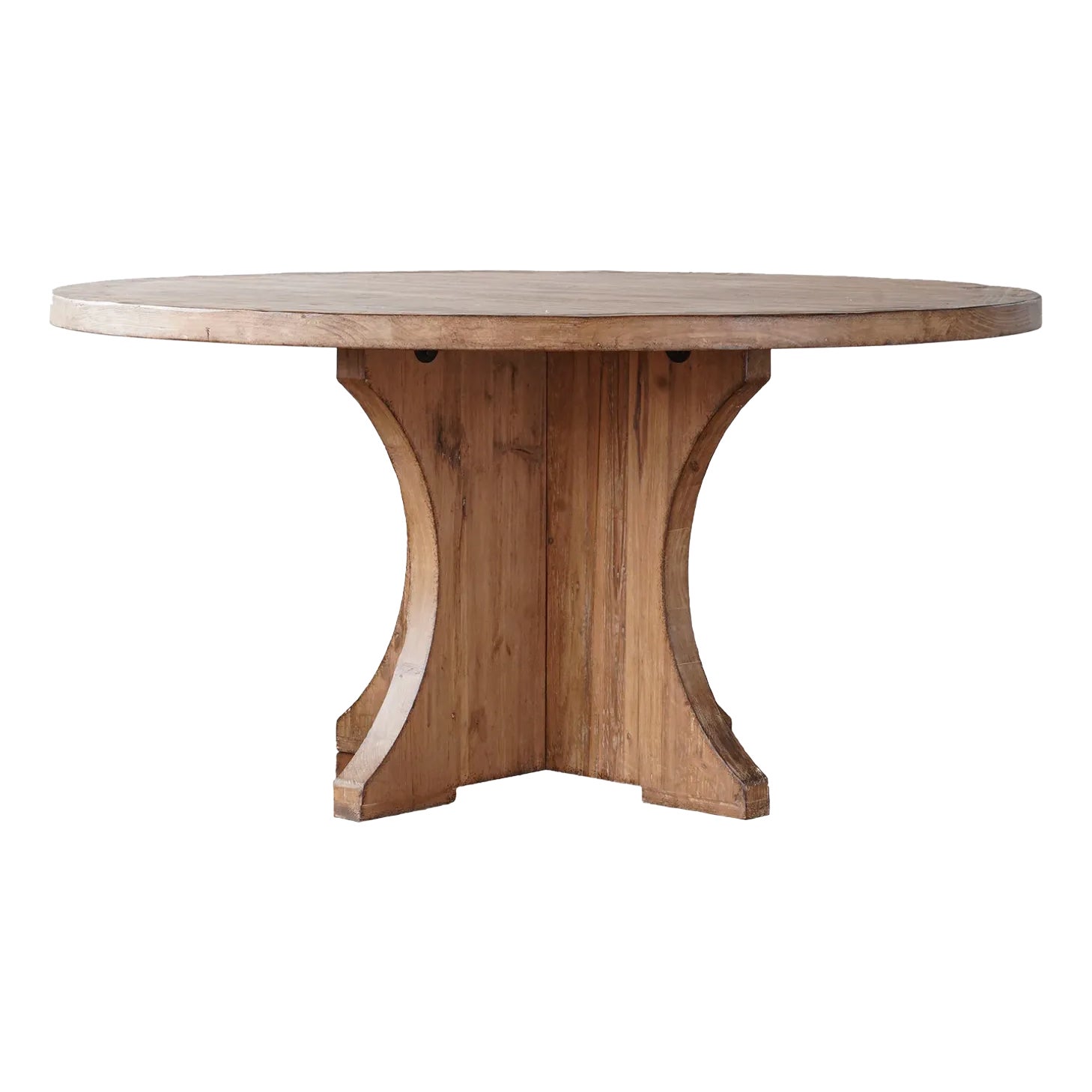 Matthew Izzo Home Brutus Round Upcycled Pine Wood Dining Table | Chairish