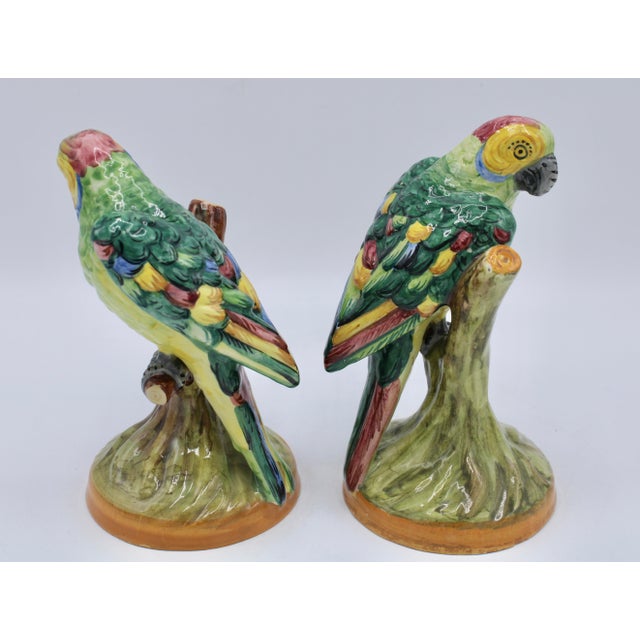 Mid 20th Century Italian Bright and Colorful Ceramic Parrots | Chairish