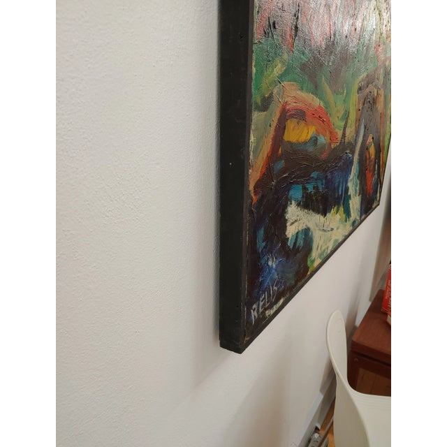 1959 Signed Abstract Expressionist Oil Painting on Canvas, Framed | Chairish