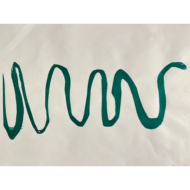 1998 Abstract Green Snake Painting | Chairish