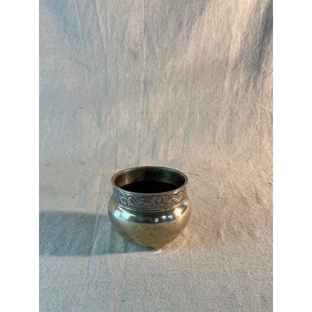 Antique Brass Couldron With Copper Accented Dragon Collar | Chairish