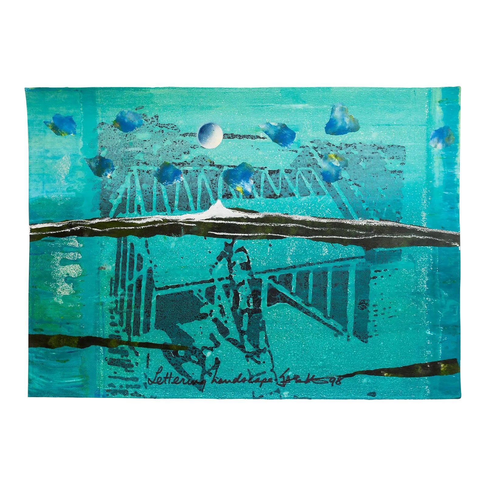Iain Baxter "Lettering Landscape" Conceptual Monoprint Painting | Chairish
