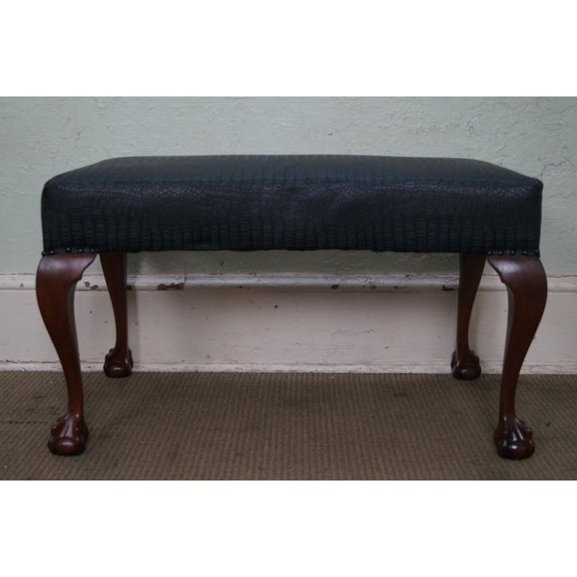 Mahogany Chippendale Style Claw Foot Bowtie Bench | Chairish