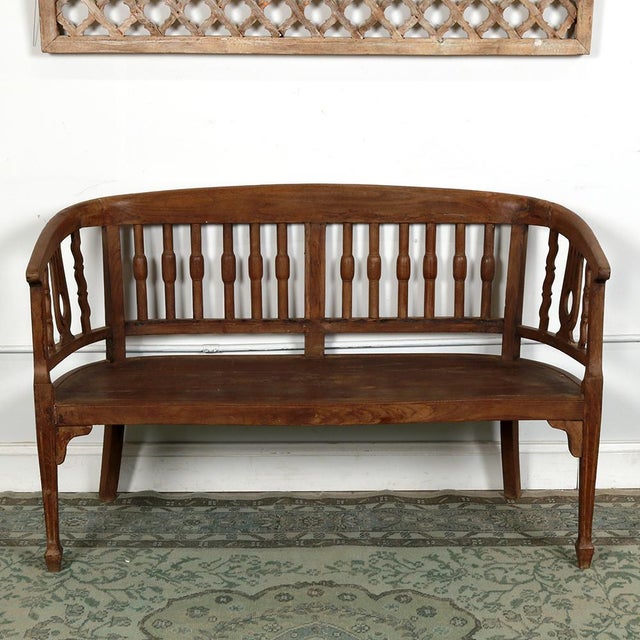 Antique Anglo-Indian Teakwood Bench | Chairish