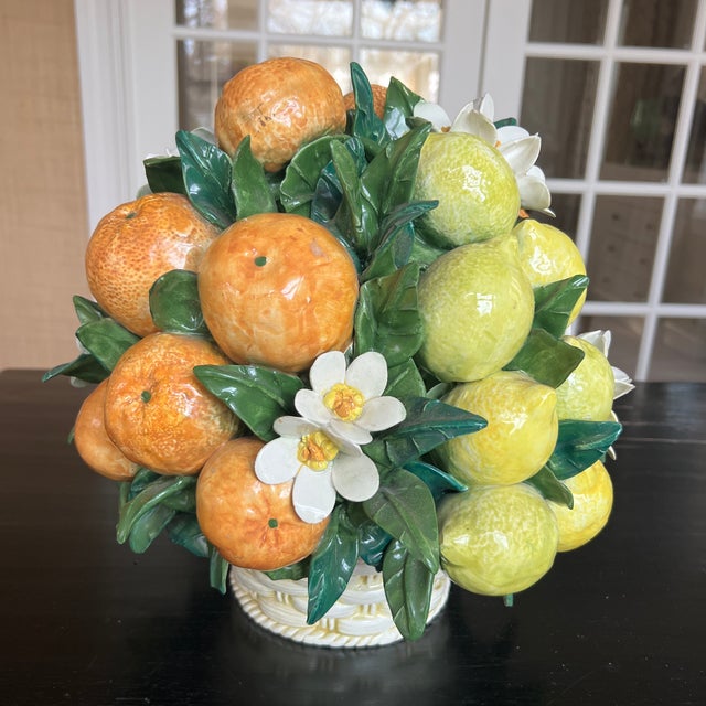 Vintage Italian Ceramic Lemon and Orange Topiary Centerpiece | Chairish