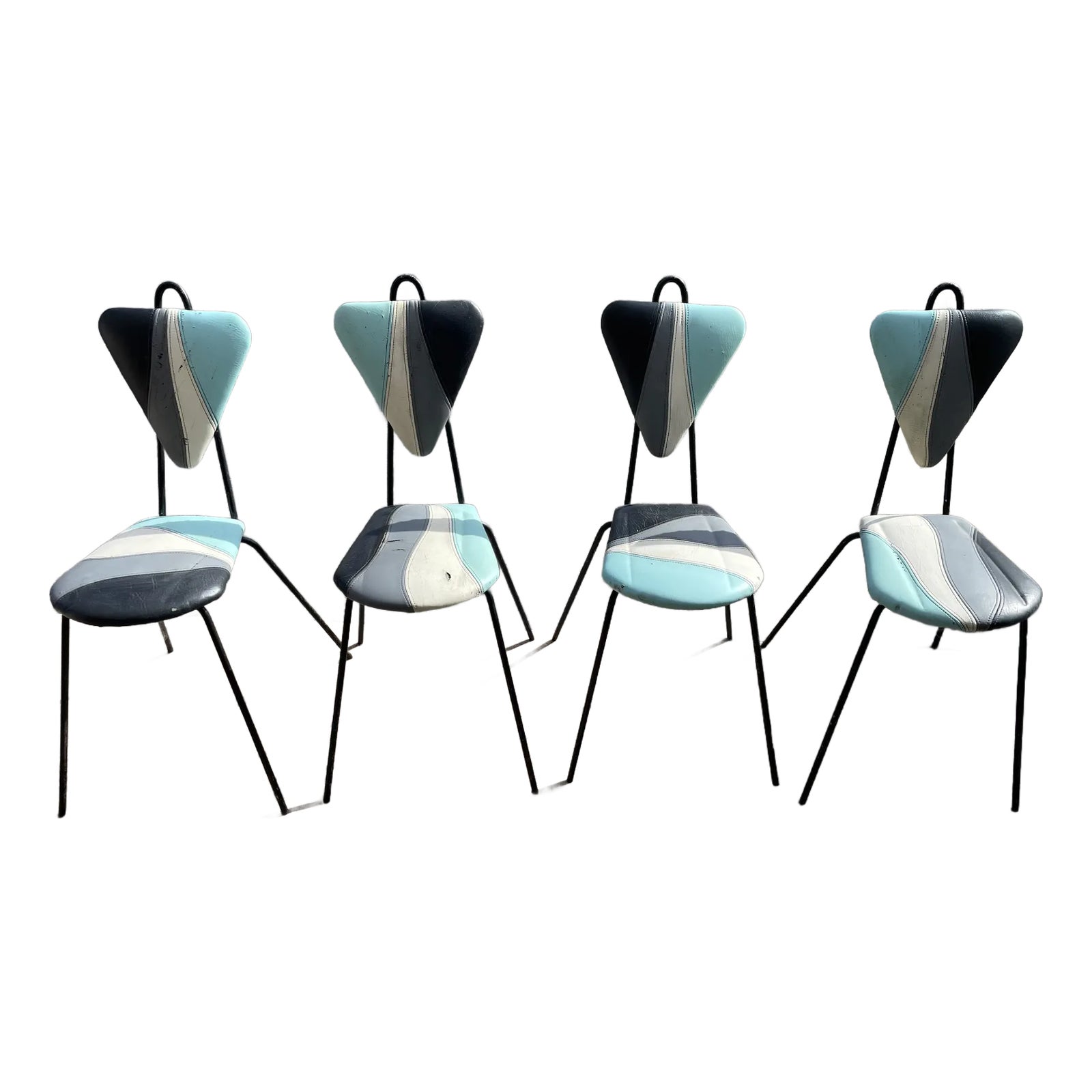 1980s Post Modern Vintage Triangular Dining Chairs - Set of 4 | Chairish