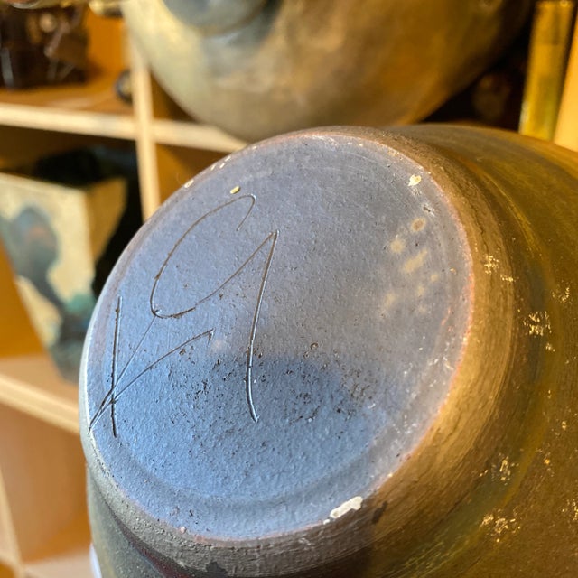 Mid Century Copper Colored Signed Vase** | Chairish