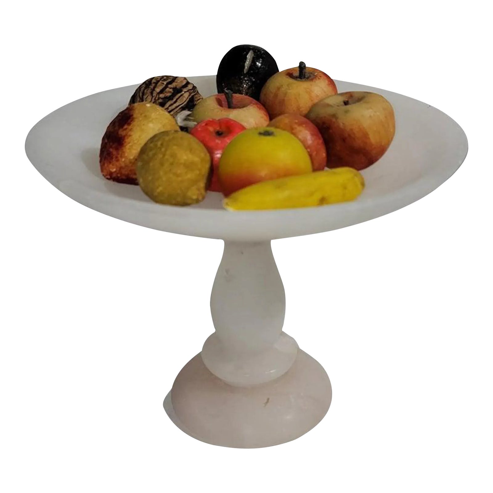 Collection of Multi Stone Fruit and Nut on Alabaster Compote | Chairish