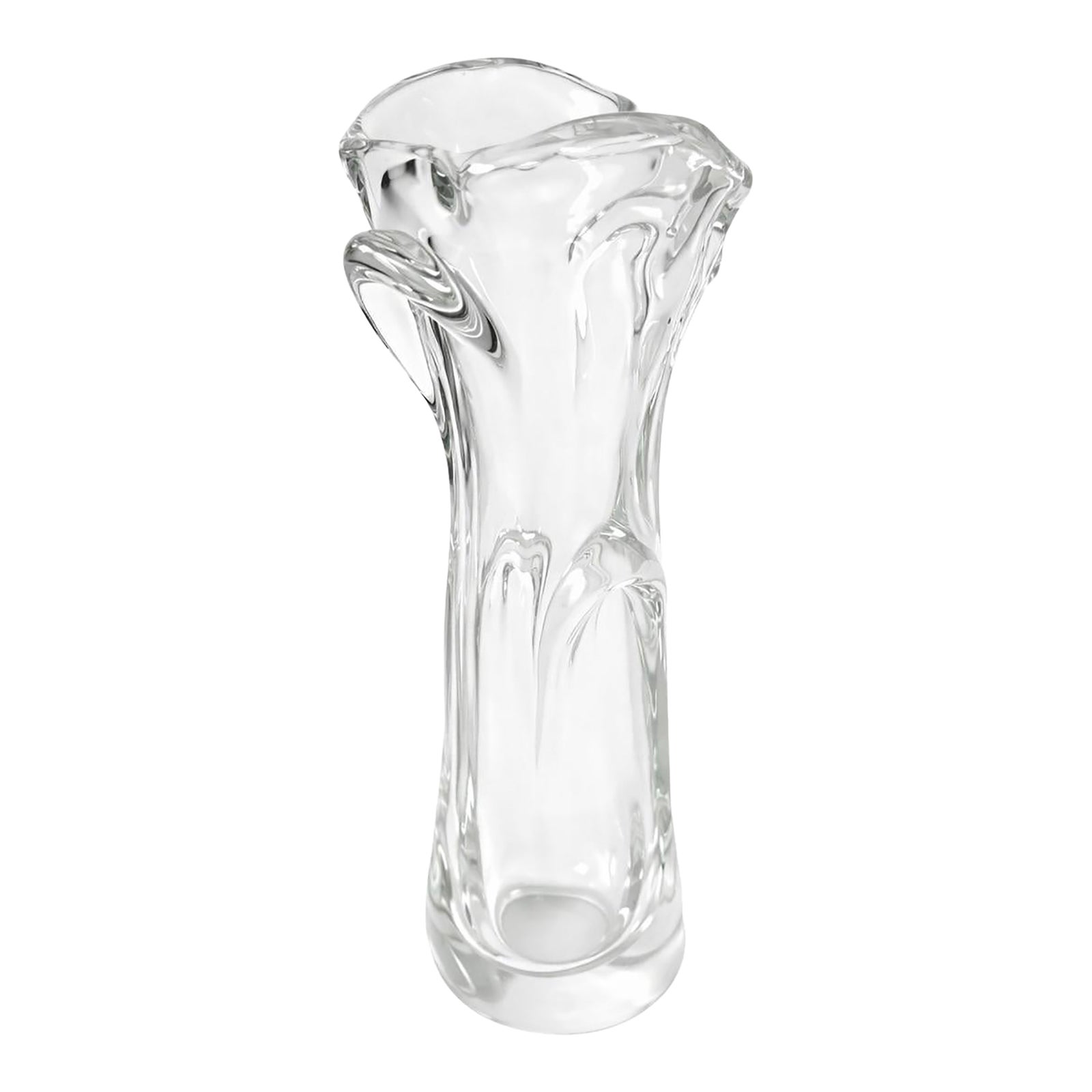 1960s Hand-Formed Style Clear Art Glass Vase, Sculptural Freeform ...