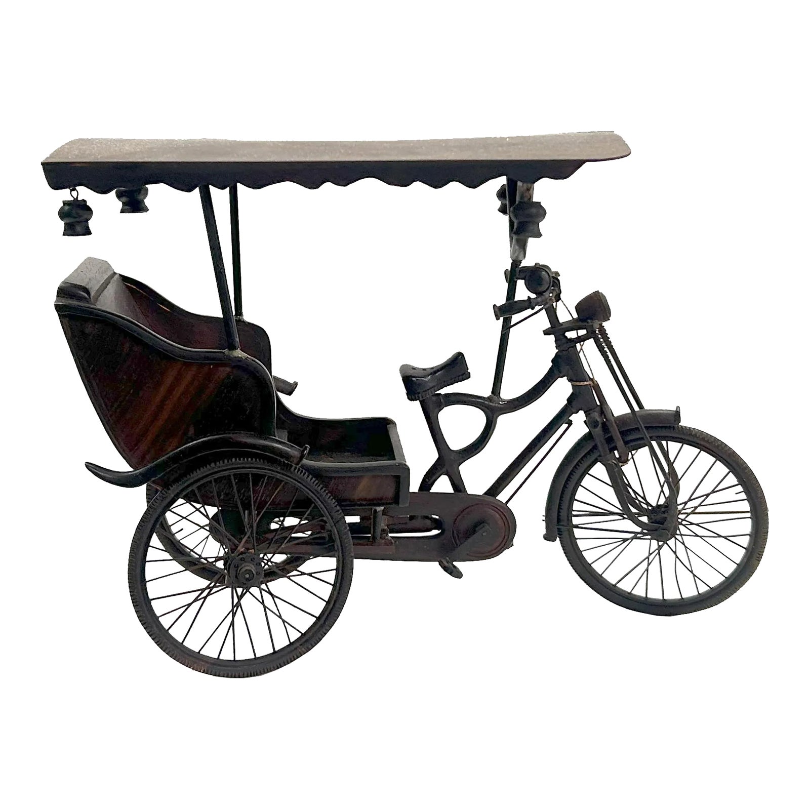 Chinese Rosewood Handmade Miniature Cycle Rickshaw Display Decor Art ...
