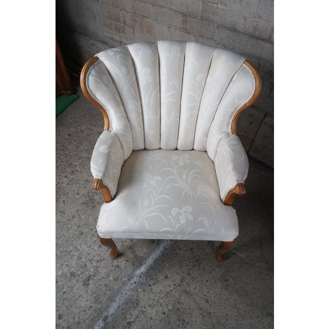 Mid 20th Century Vintage Queen Anne Mahogany Channel Back Upholstered ...