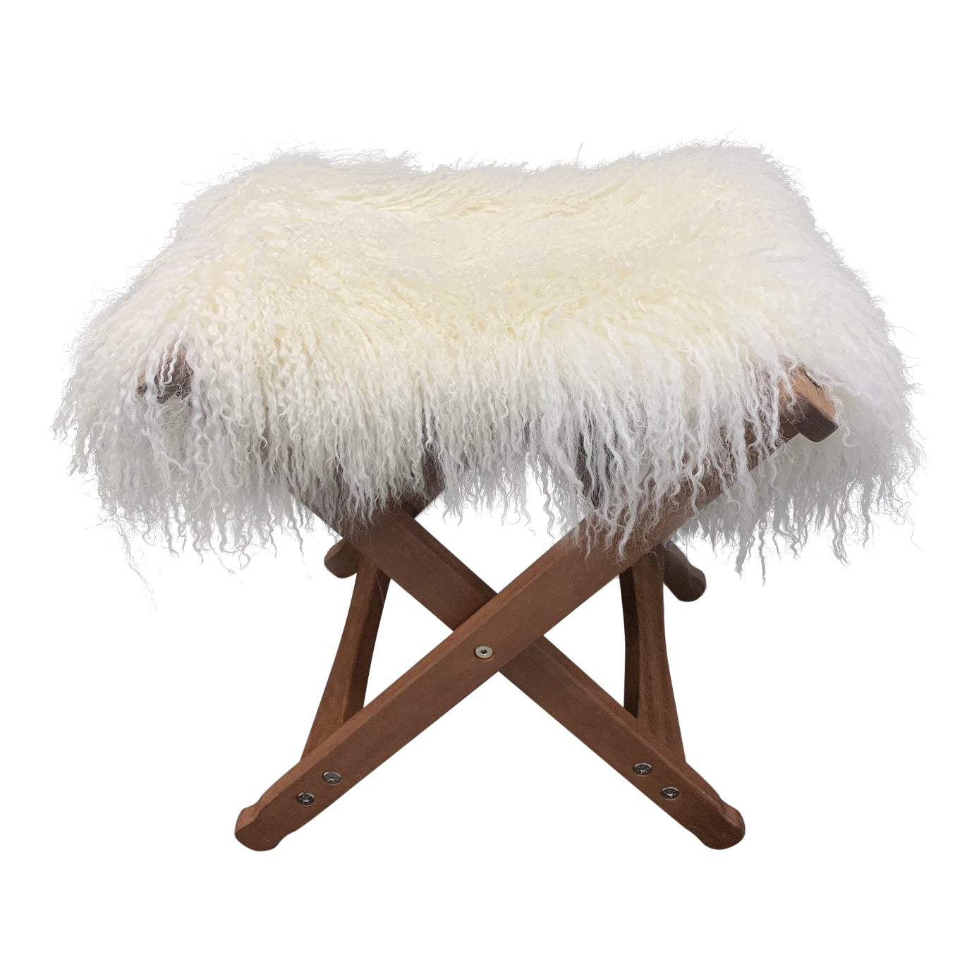 Mongolian Shearling Foldable Stool by Tasha Tarno | Chairish