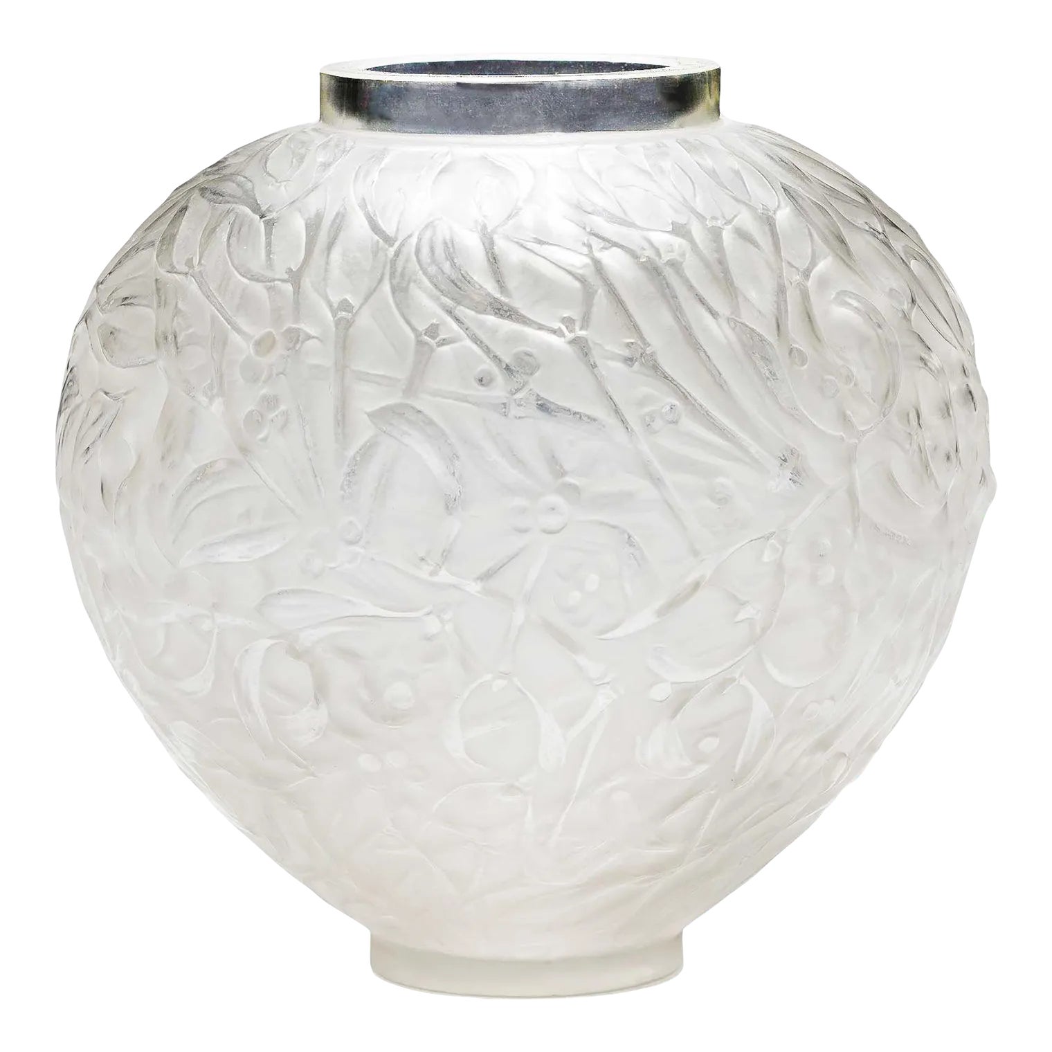 René Lalique "Gui" Frosted Glass Vase, 1920's | Chairish