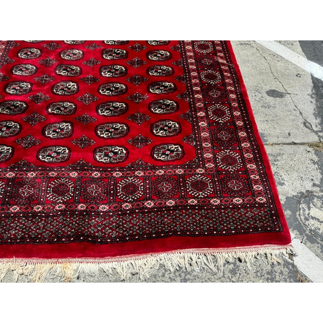 6ft4in X 9ft4 in Vintage Pakistani Bokhara Handknotted Area Rug | Chairish