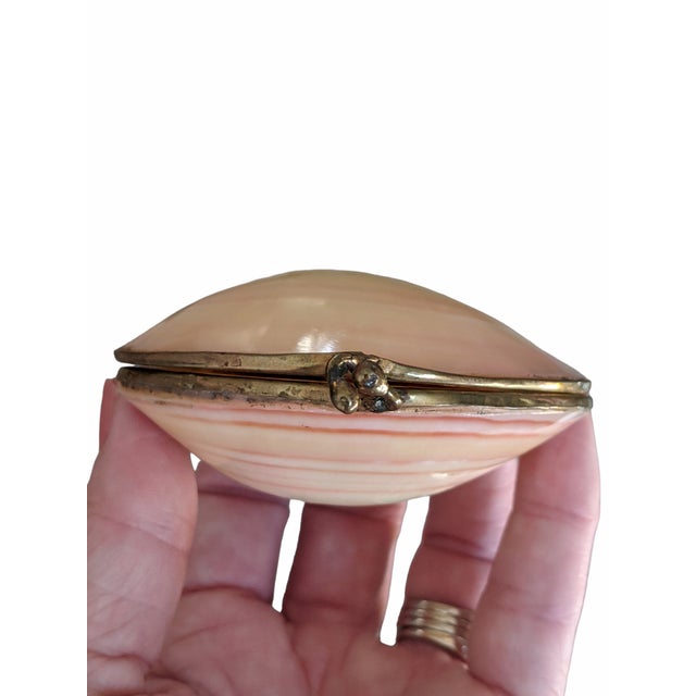 Mid Century Hand Crafted Clam Shell Trinket Box | Chairish
