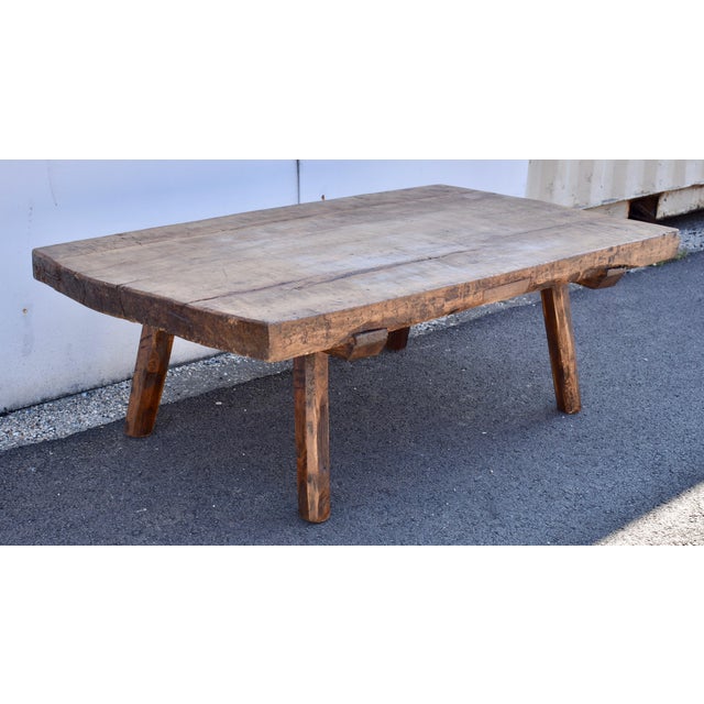 Oak Pig Bench Butchers Block Coffee Table | Chairish