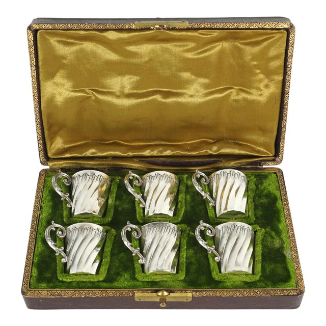 Antique French Sterling Silver Set of 6 Liquor Cups | Chairish