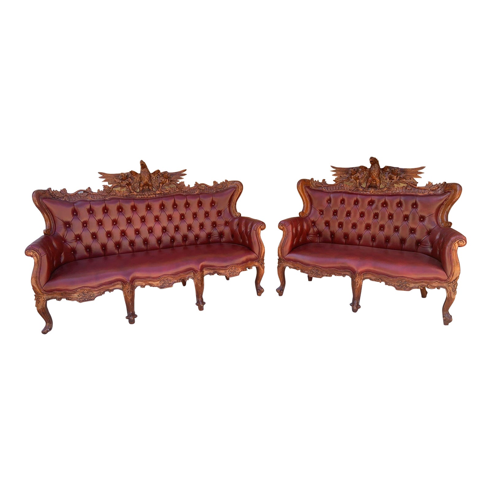 Early 20th Century Antique Federal Style Carved Tufted Parlor Set Newly ...