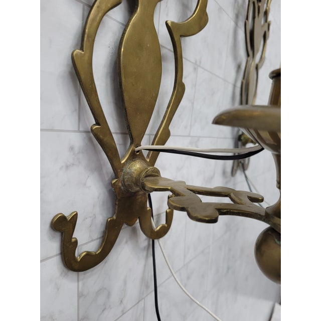 Vintage Large Brass Wall Sconce Single Candle Lamps - a Pair | Chairish