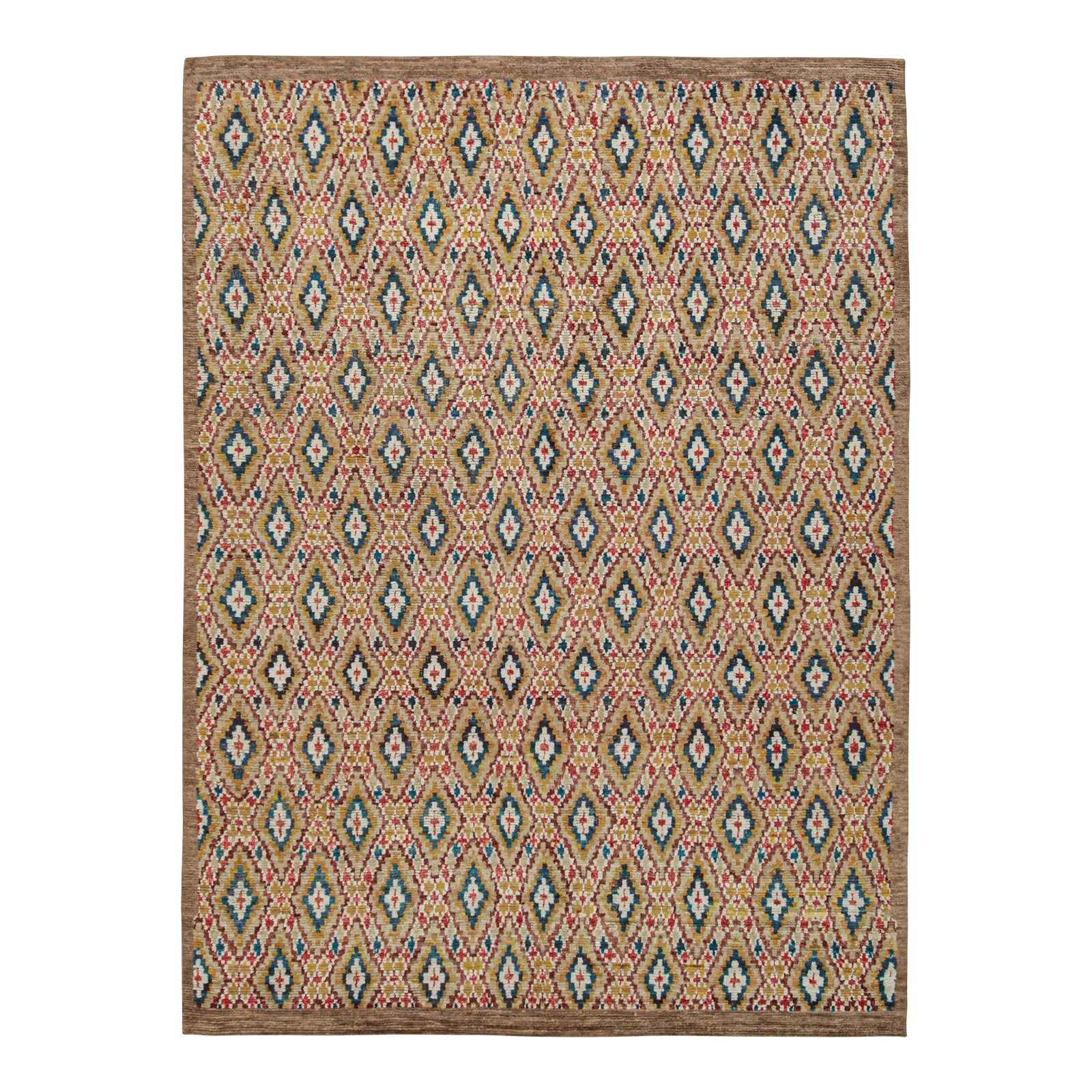 2010s Rug & Kilim’s Moroccan Style Rug in Beige With Colorful Diamond ...