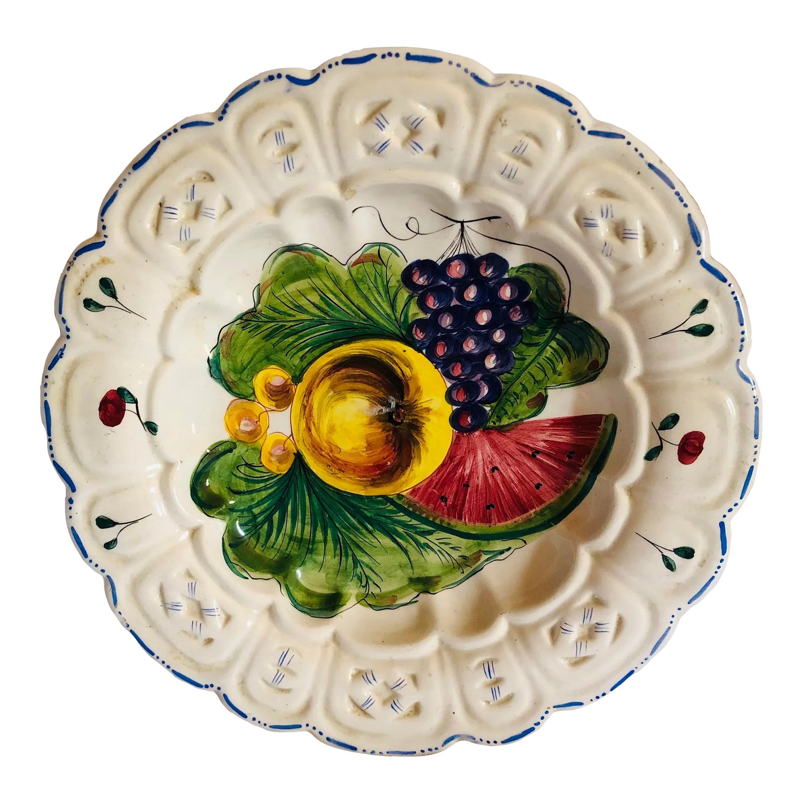 Vintage Hand-Painted Italian Serving Plate | Chairish
