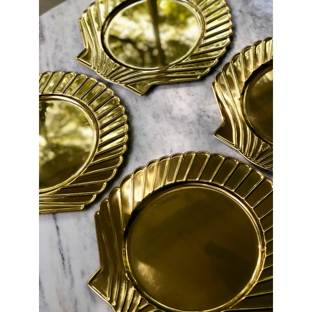 1980s Scallop Shell Polished Brass Chargers- Set of 4 | Chairish