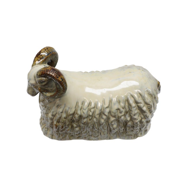 1970s Glazed Ceramic Merino Ram | Chairish