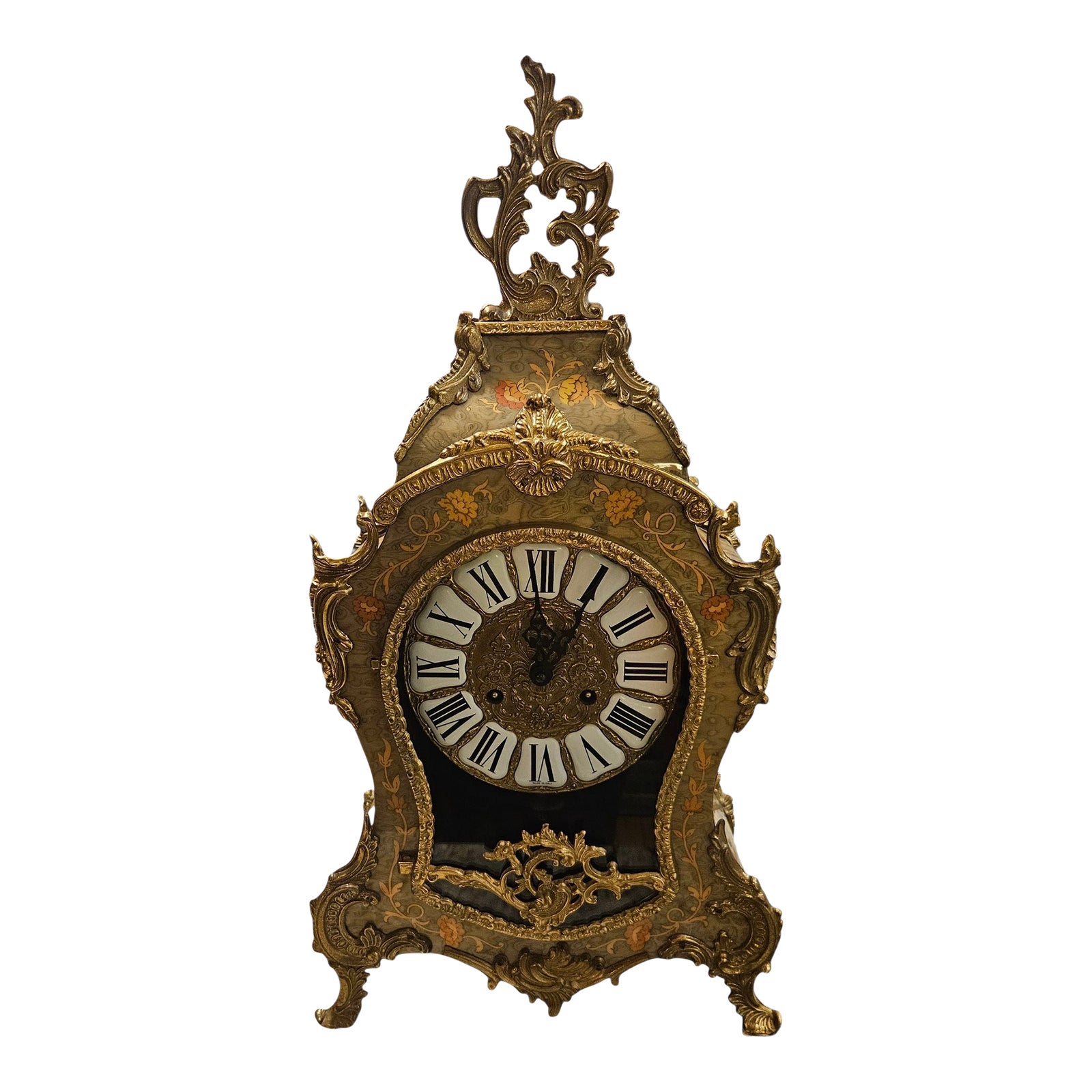 Vintage Franz Hermle Italian 8-Day Mantle Clock With Chimes Rocco Style ...