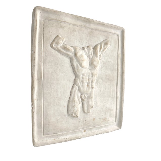 Vintage 1950s French Plaster Nude Male Torso Bas-Relief Sculptural Wall ...