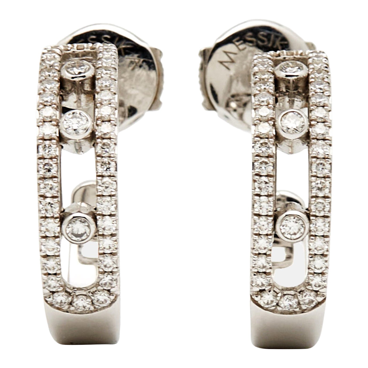 Messika Move Pave Hoop Diamond 18K White Gold Earrings - 2 Pieces ...