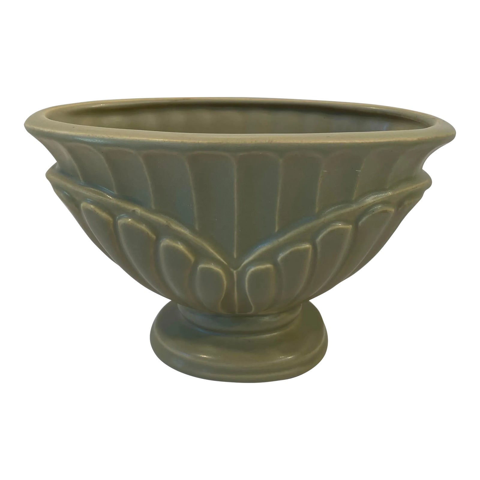 Vintage Haeger Urn Shaped Avocado Footed Ceramic Planter | Chairish