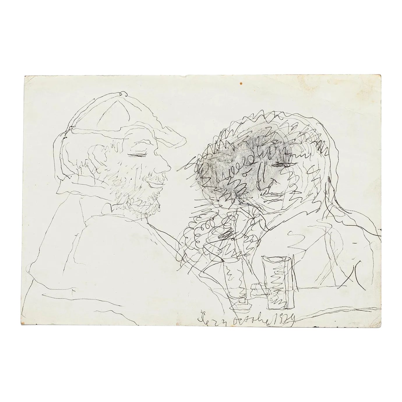 Figures - Original Pen and Pencil on Paper by Jeanne Daour - 20th ...