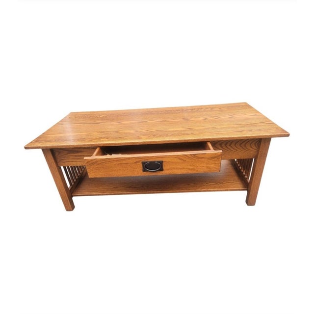 Mission oak coffee table store