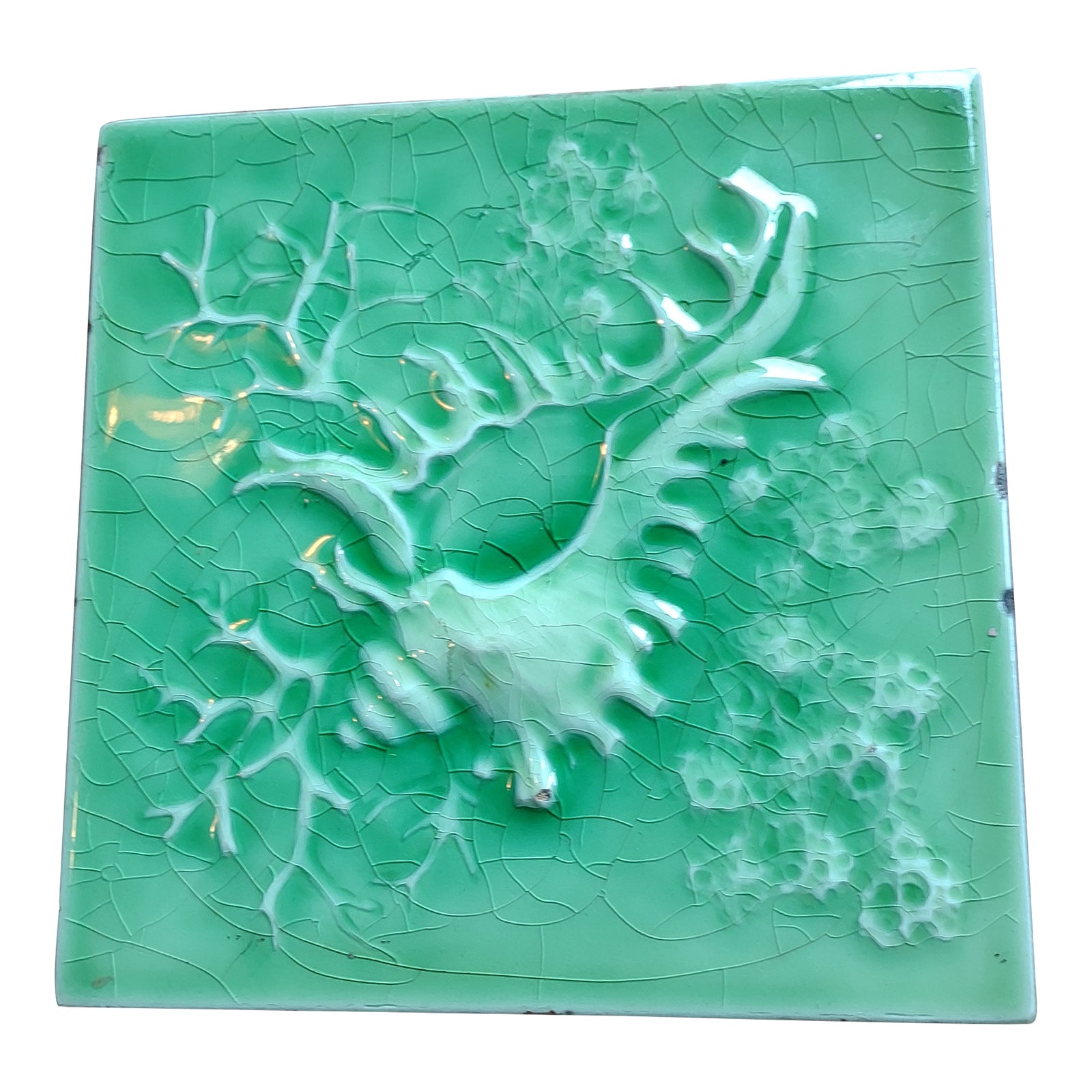 Antique 1920s Green Seashell Tile | Chairish