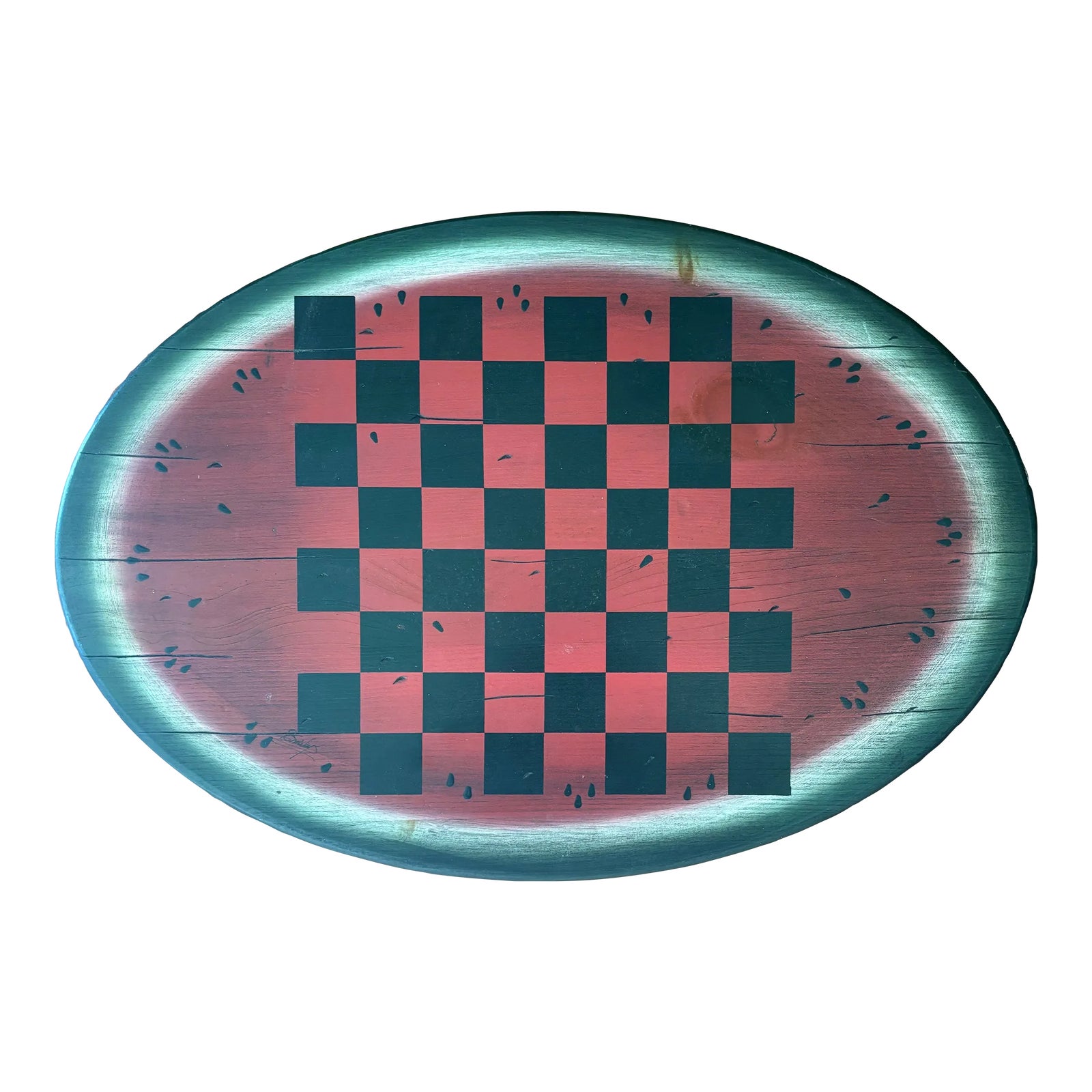 1980s Vintage Handcrafted Americana Watermelon Motif Checkerboard ...