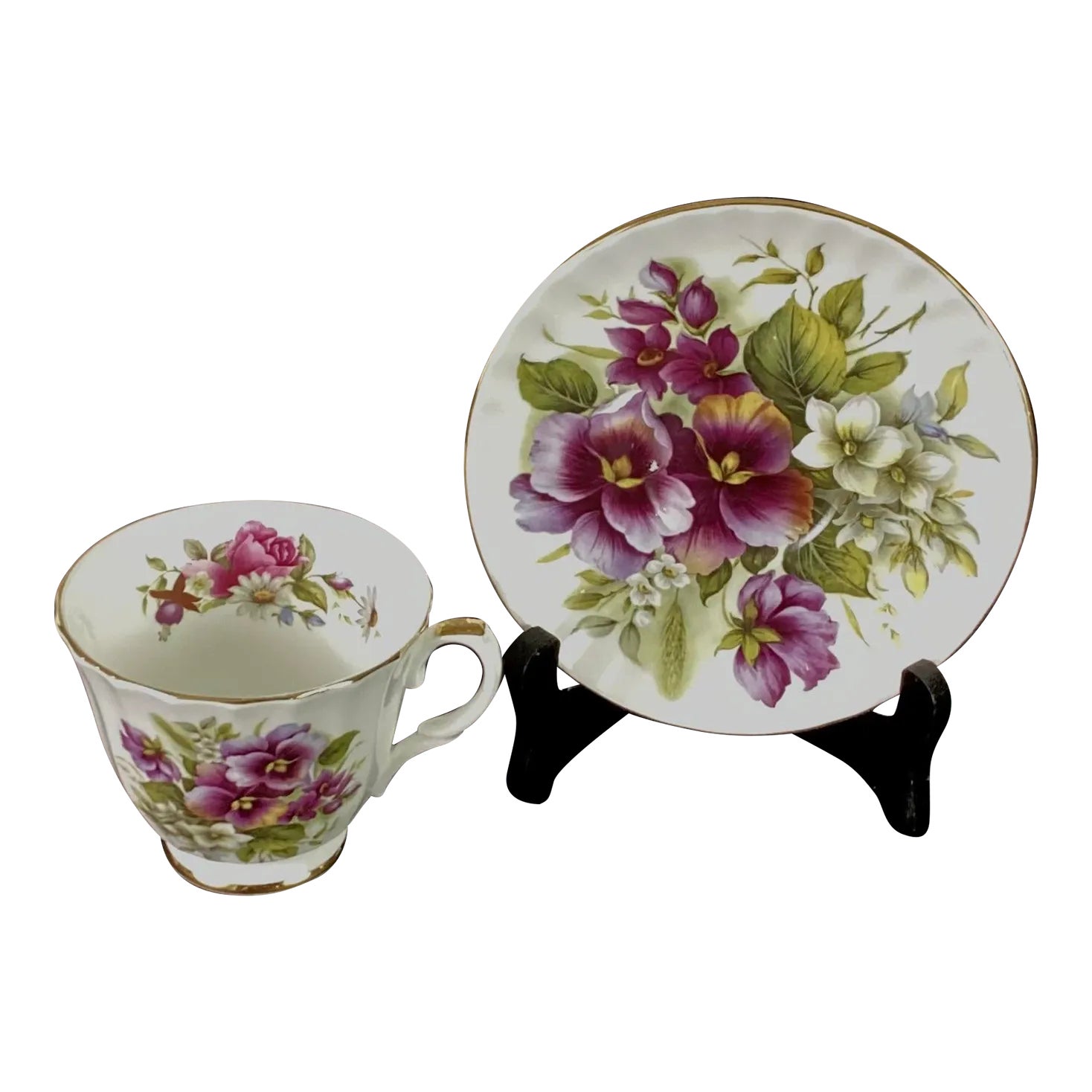 1950s Duchess Porcelain Tea Cup and Saucer Set- 2 Pieces | Chairish