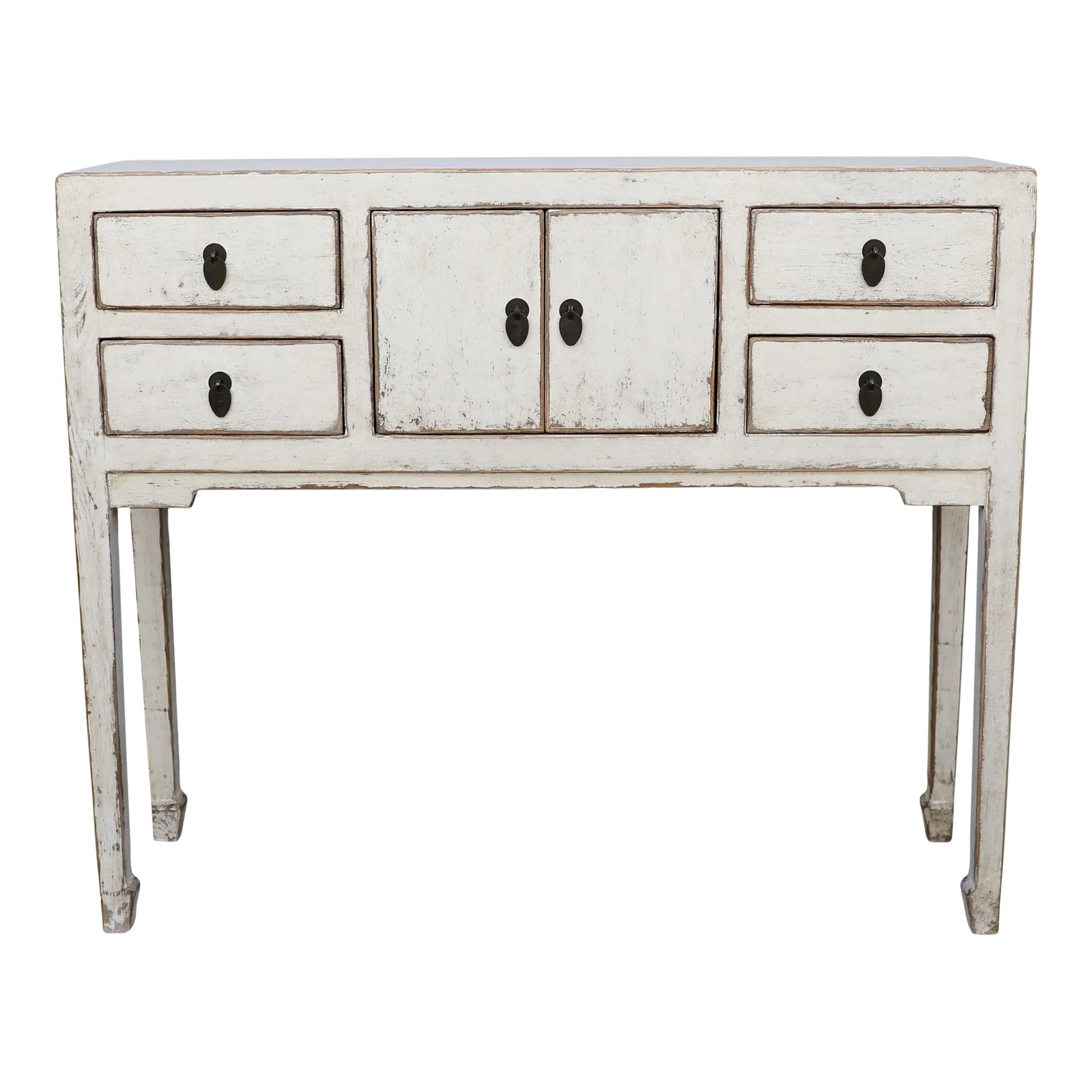 Contemporary Shabby Chic Off-White Wood Console Table with Four Drawers ...