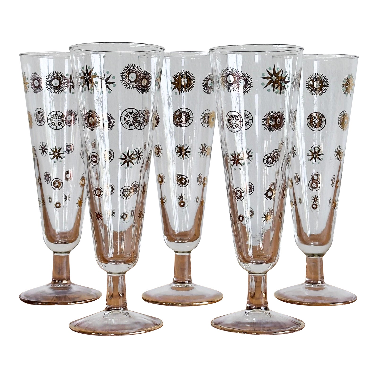 1960s Atomic Sinclair Dorothy Thorpe Glama Pilsner Glasses- Set of 5 ...