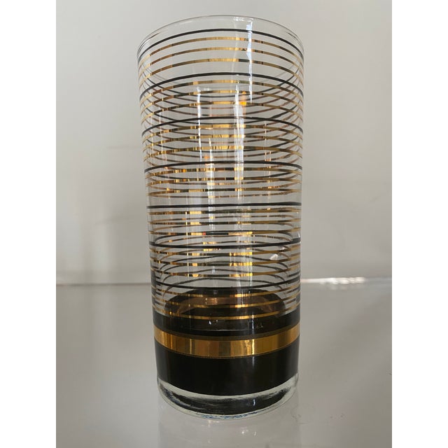 Vintage Culver Striped High Ball Glasses - Set of 12 | Chairish