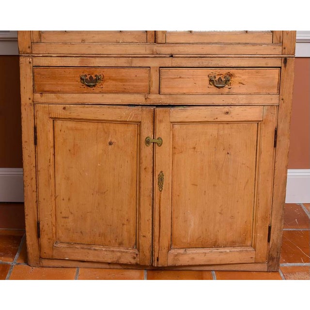 19th Century Antique English Two-Piece Pine Breakfront Cupboard Cabinet ...
