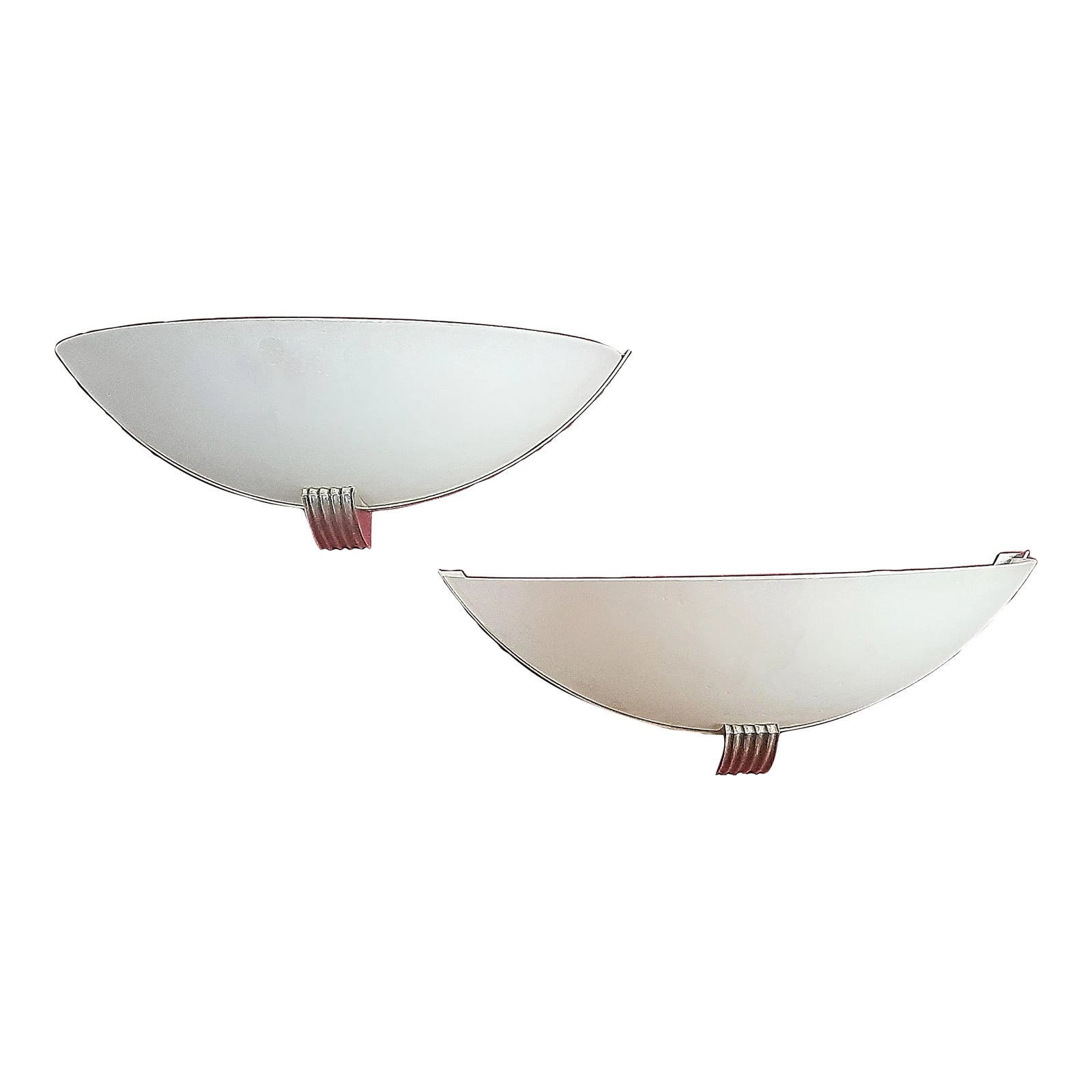 Pair of P. Fargette Attributed Large Art Deco Wall Sconces, White ...